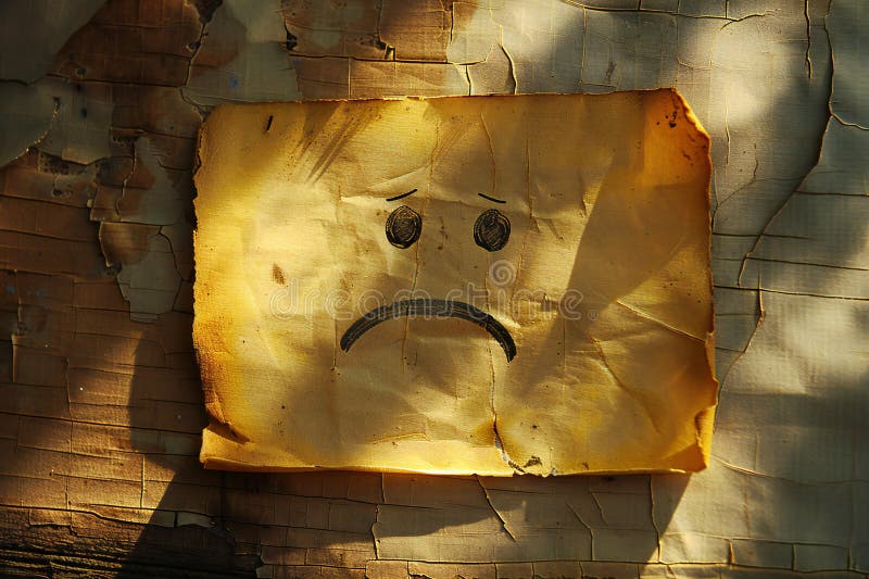 Digital Artwork of Piece of Paper that is Yellow with a Sad Emoticon on ...