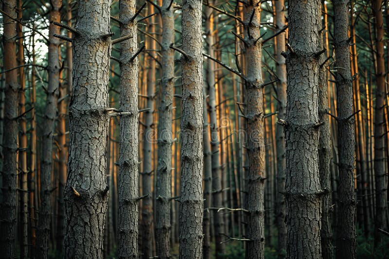 Digital Artwork of Tall Pine Forest with Many Trees, Full of Trunks ...