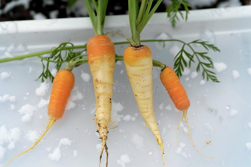 Digital Artwork of Two Carrots are Shown on a White Surface, High ...