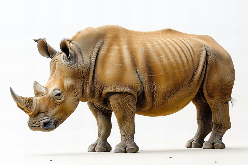 Digital Artwork of White Rhino Full Body Side View Isolated on White ...