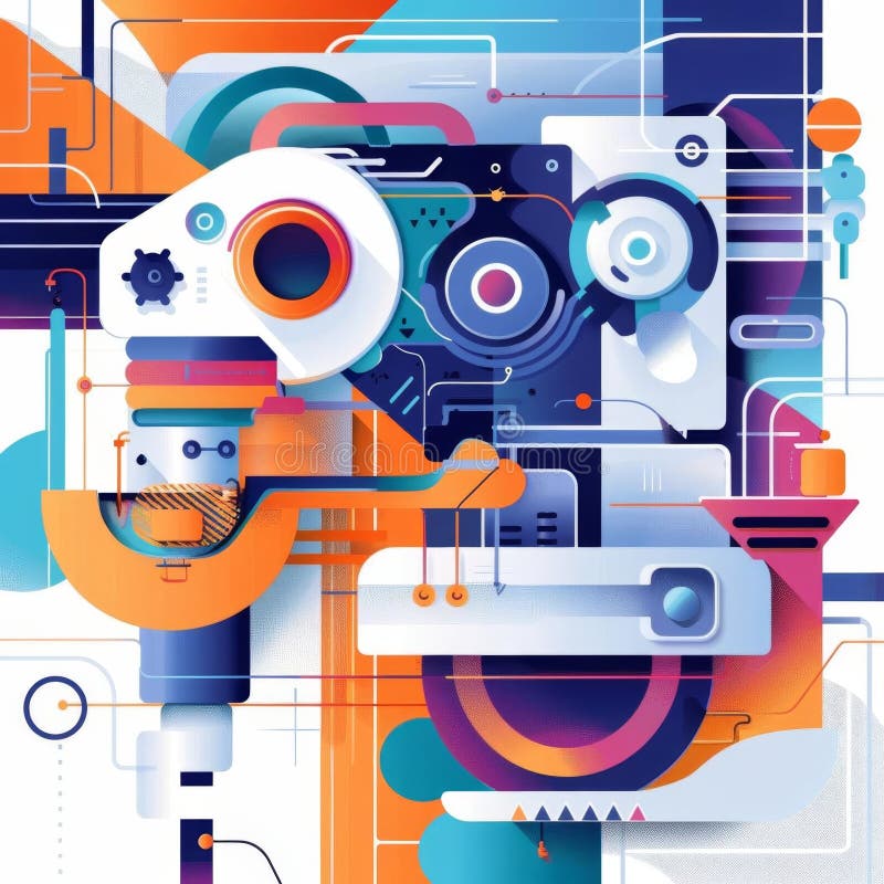 Illustration of a Digital Automation Icon in a Colorful Abstract Theme ...