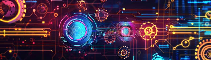 Illustration of a Digital Automation Workflow Icon in a Colorful Modern ...