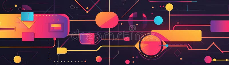Illustration of a Digital Automation Workflow Icon in a Colorful Modern ...
