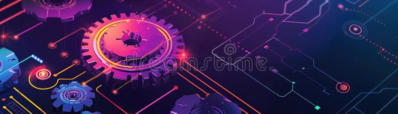 Illustration of a Digital Automation Workflow Icon in a Colorful Modern ...