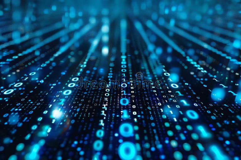 Digital Background Featuring Blue Binary Code and Numbers, Dark Theme ...