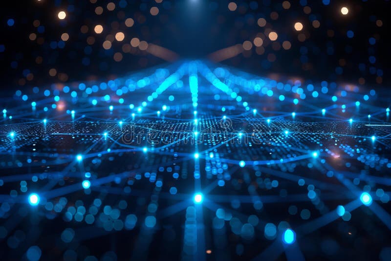 Illustration of Digital Background Featuring Data and Code, Glowing ...