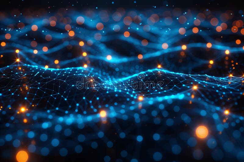 Illustration of Digital Background Featuring Data and Code, Glowing ...