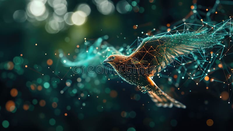 Illustration of a Digital Bird Symbolizing Connected Technology in ...