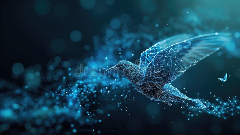 Illustration of a Digital Bird Symbolizing Connected Technology in ...