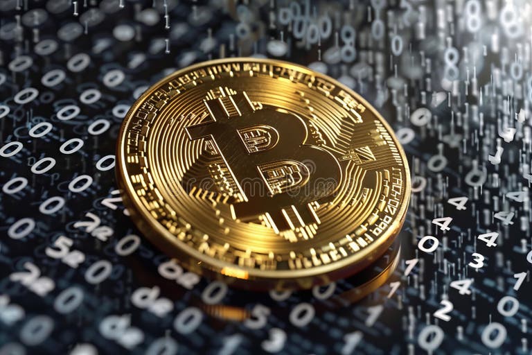 Illustration of Digital Illustration of the Bitcoin Logo on Top, with a ...