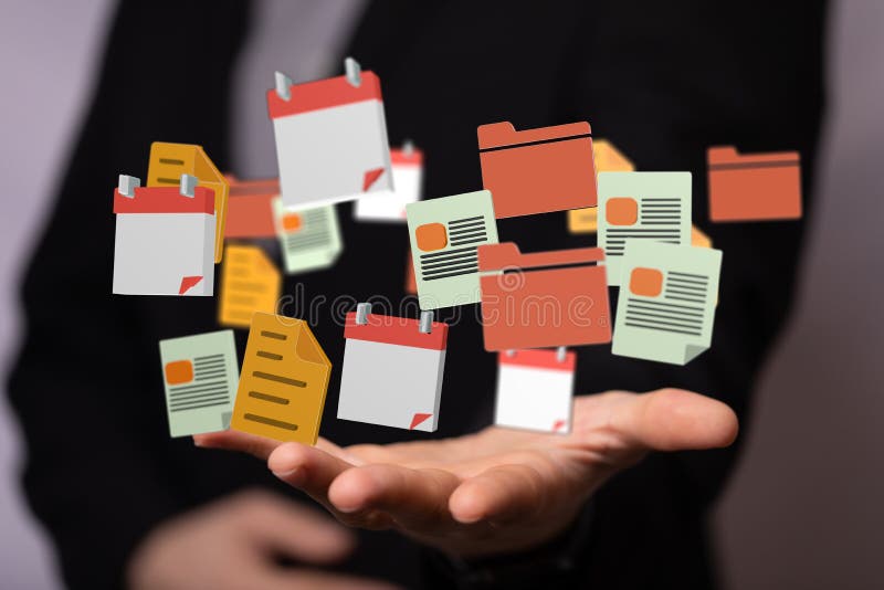 Illustration of Digital Calendar, File, and Document Icons Stock Image ...