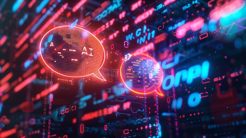 Futuristic AI Communication Concept with Digital Chat Bubbles Over ...