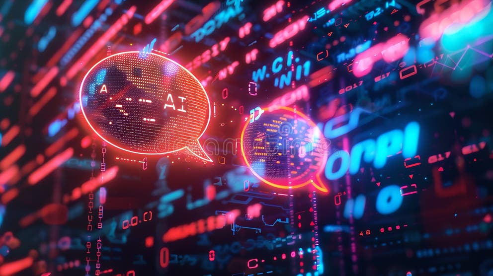 Futuristic AI Communication Concept with Digital Chat Bubbles Over ...