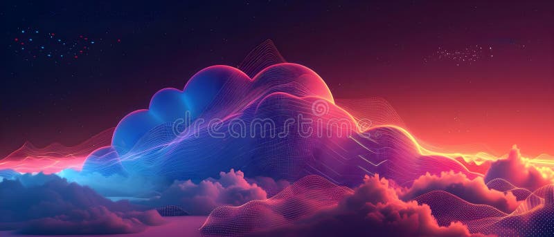 Illustration of Digital Cloud Network Concept Highlighting ...