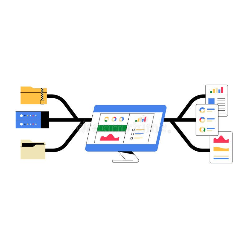 Digital Dashboard with Connected Devices in Flat Vector Illustration ...