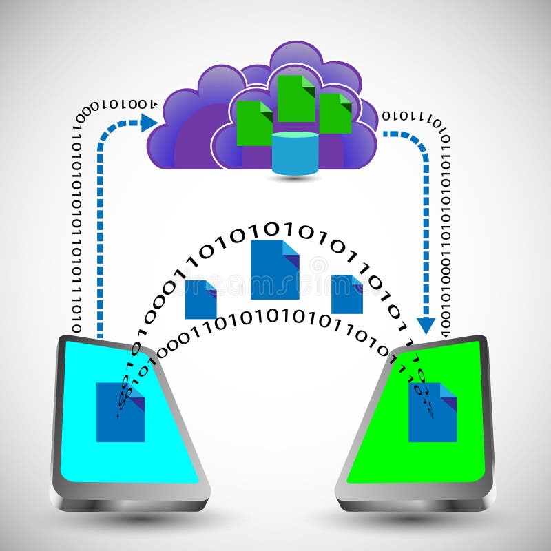 Illustration of Digital Data Exchange between Two Mobile Stock ...