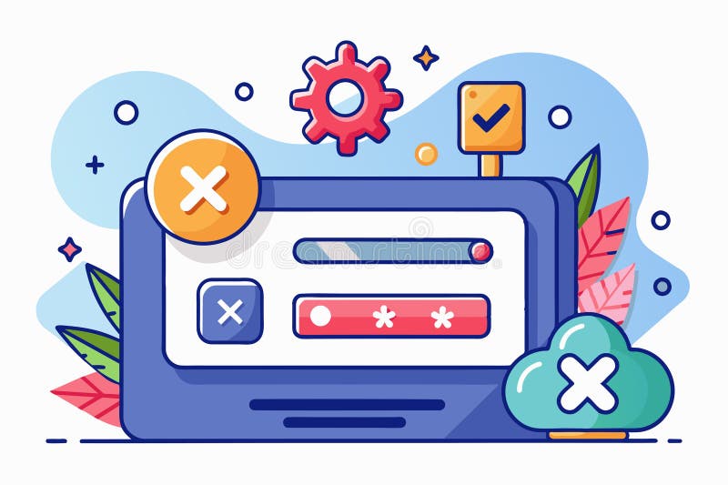 An Illustration of a Digital Device with a Login Screen Showing an ...