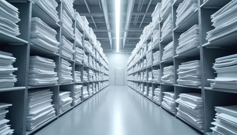 Illustration of Digital Documents Management System. Rows of Organized ...