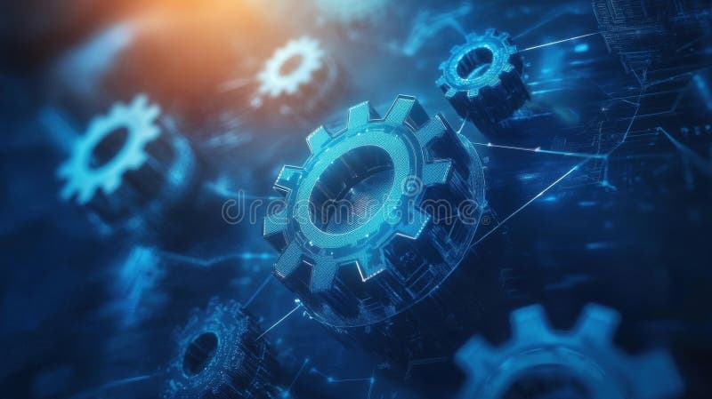 Illustration of Digital Gears in a Futuristic Technology Design Stock ... Illustration of Digital Gears in a Futuristic Technology Design Stock ...