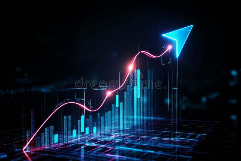 An Illustration of a Digital Growth Graph with an Upward Arrow ...