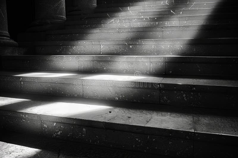 Digital Image of Abstract Black and White Photo of Stairs, Shadows and ...