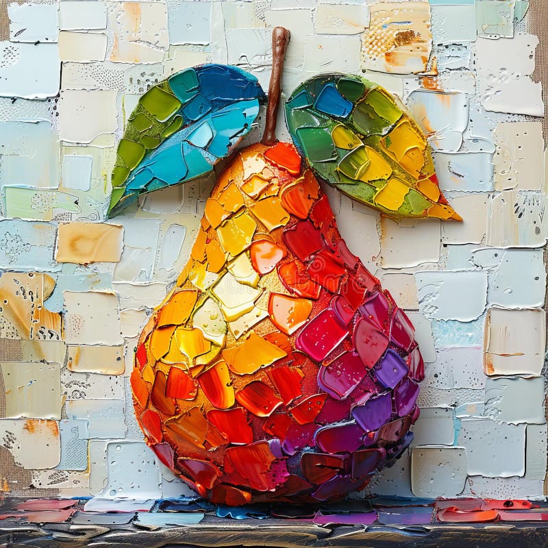 Digital Image of Abstract Expressionist Art Style , Pear Fruit Design ...