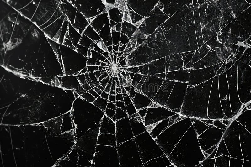 Digital Image of Abstract Spider Web on a Black Background, a Broken ...