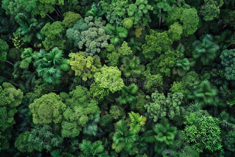 Digital Image of Aerial View of a Rainforest Canopy with Various Tree ...
