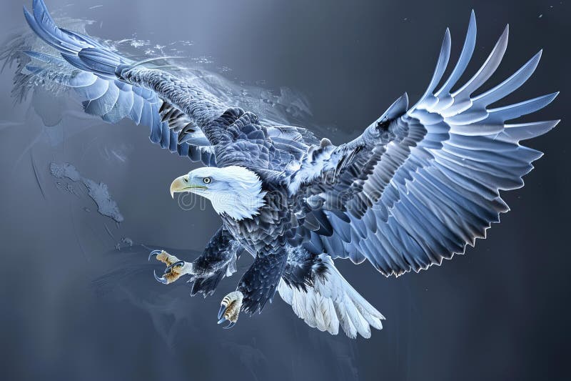 Digital Image of Anamorph Bald Eagle Flying with a Spatulate, High ...