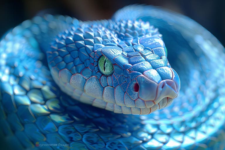 Digital Image of the Blue Taiga Snake Eats at Midnight, High Quality ...