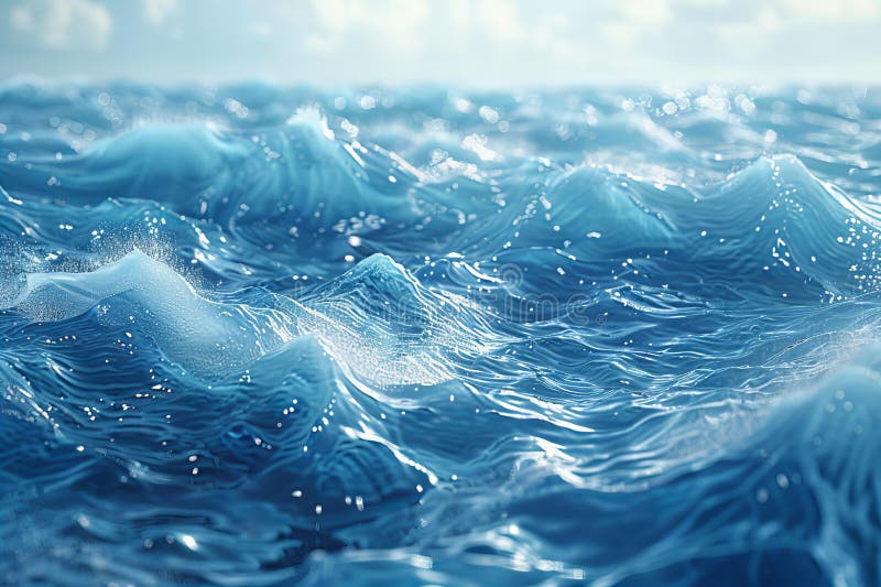 Digital Image of Close Up on a Picture of a Blue Water Surface, High ...