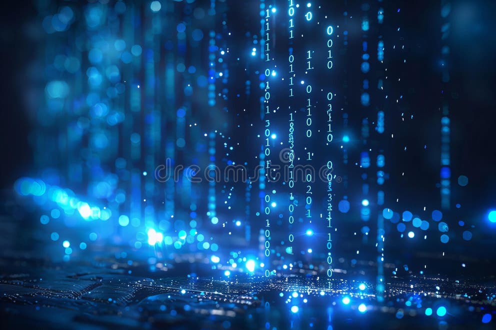 Digital Image of Cute Blue Binary Code Background with Numbers Falling ...