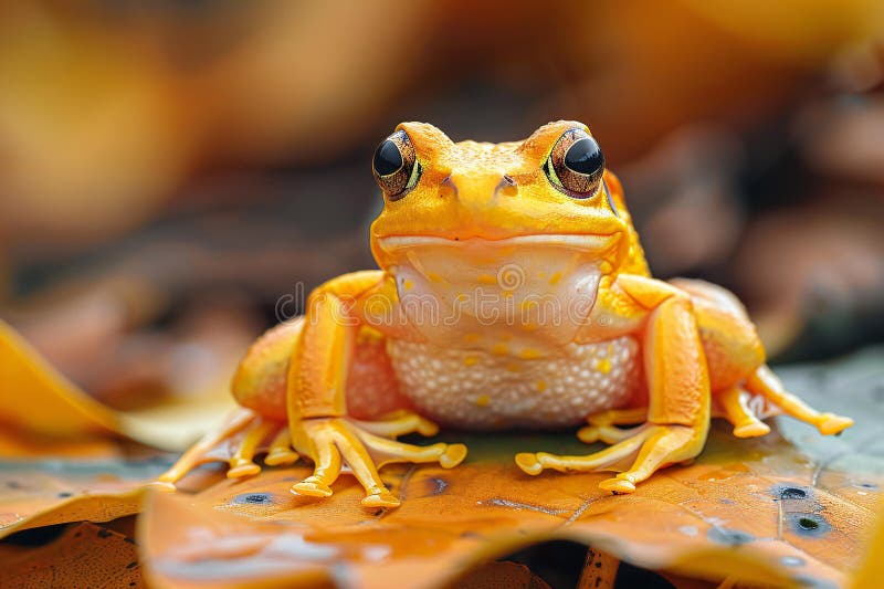 Digital Image of Cute Yellow Frog Sitting on a Leaf, High Quality, High ...