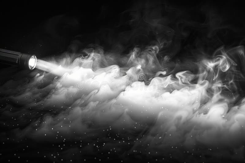 Digital Image of Flashlight Beam Shining through Smoke on Black ...