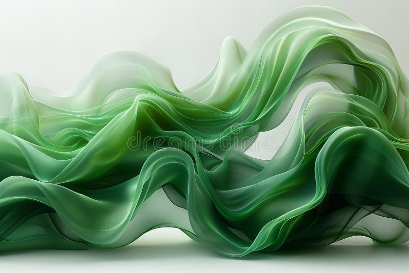 Digital Image of Green Abstract Waves of Wave Shape on White Background ...