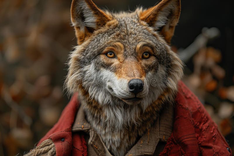 Digital Image of Grey Wolf with a Red Coat, High Quality, High ...