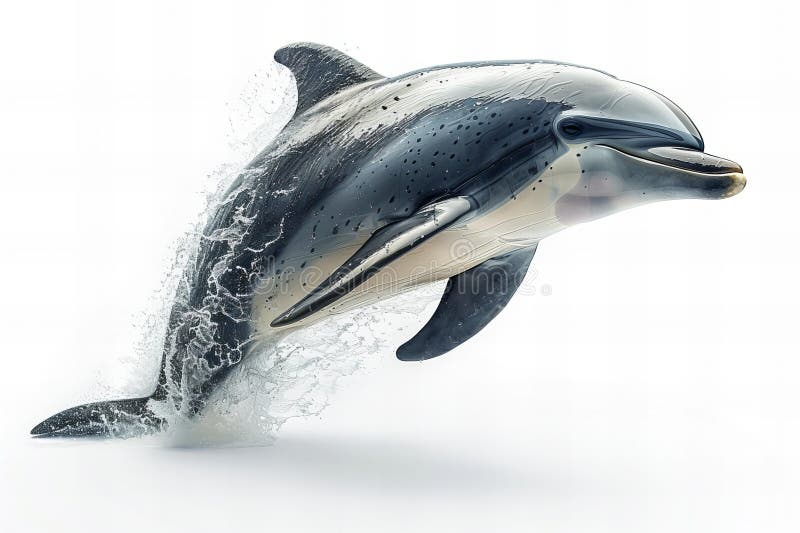 Digital Image of Isolated Gray Dolphin on White Background, Side View ...