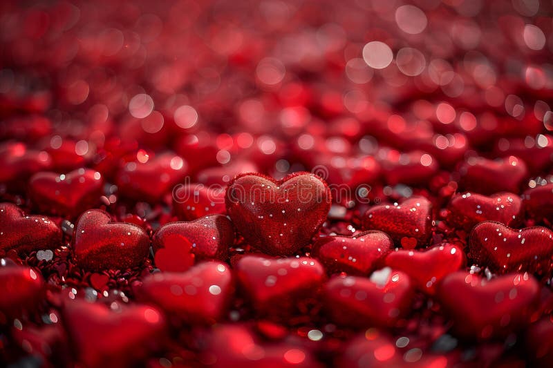 Digital Image of Large Screen Full of Red Hearts Scattering Across the ...