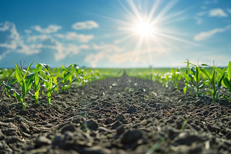 Digital Image of Photo of an Empty Field with Sprouting Corn Plants ...