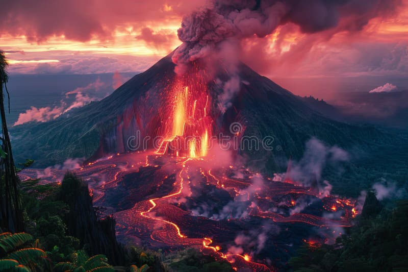 Digital Image of Photo of an Erupting Volcano , High Quality, High ...