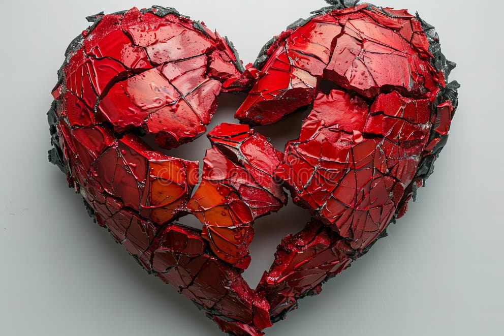 Digital Image of Red Broken Heart with a White Background, High Quality ...