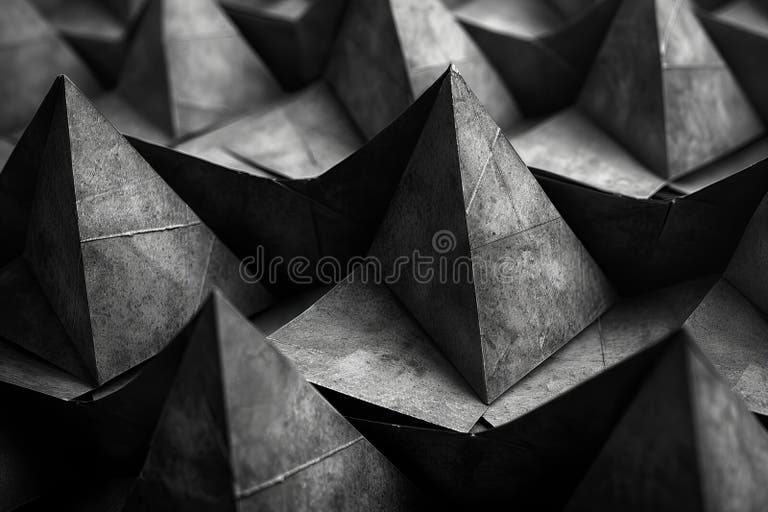 Digital Image of Series of Paper Triangles in Black and White, High ...