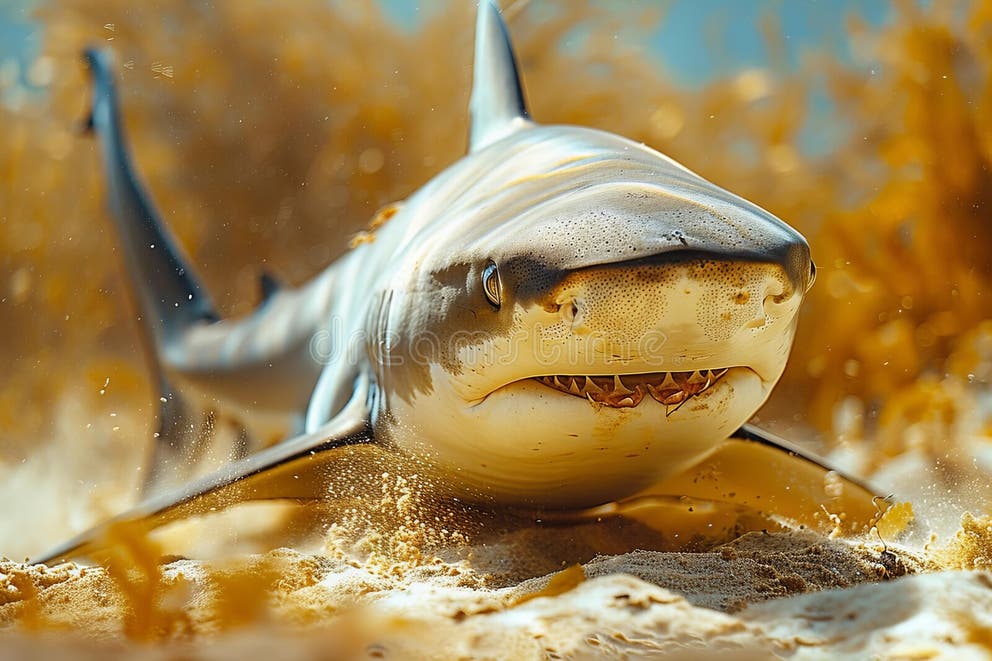 Digital Image of the Shark is Floating among the Sand, High Quality ...