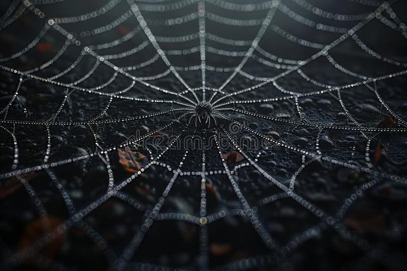 Digital Image of Spider Web in Graphics on a Black Background with ...