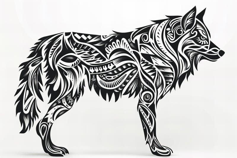 Digital Image of Tribal Tattoo Design with a Wolf Pattern, High Quality ...
