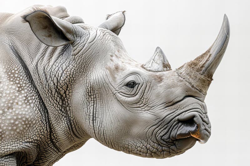 Digital Image of White Rhino Head, Side View, Photorealistic, High ...