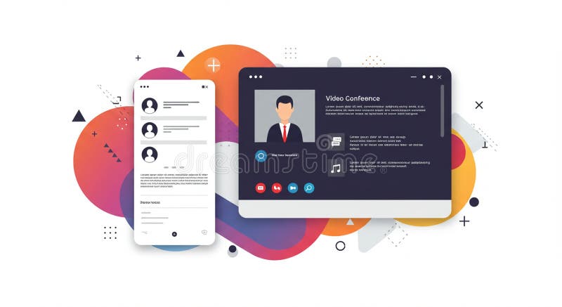 Illustration of a Digital Interface with a Smartphone and Computer ...