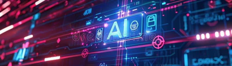 Illustration of a Digital Key and Password System with AI Text Glowing ...