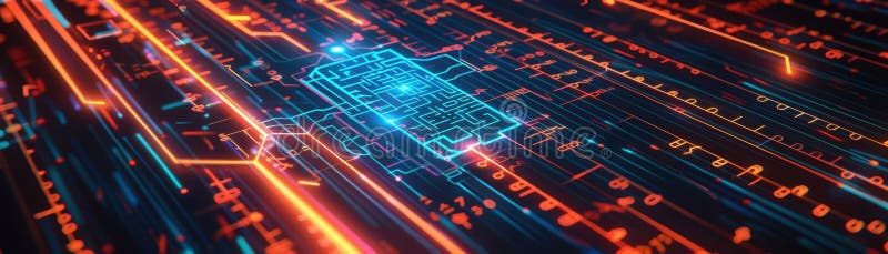 Illustration of a Digital Key and Password System with AI Text Glowing ...