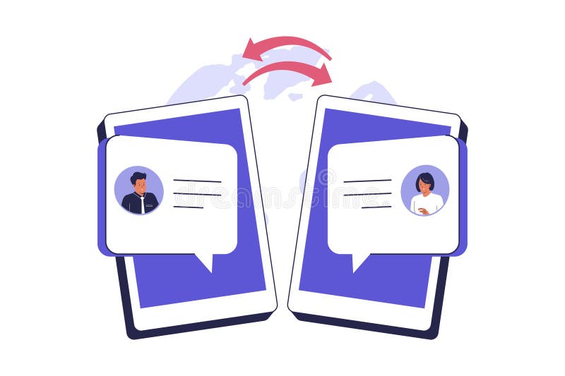 Illustration of Digital Messaging between Devices Over the Internet ...